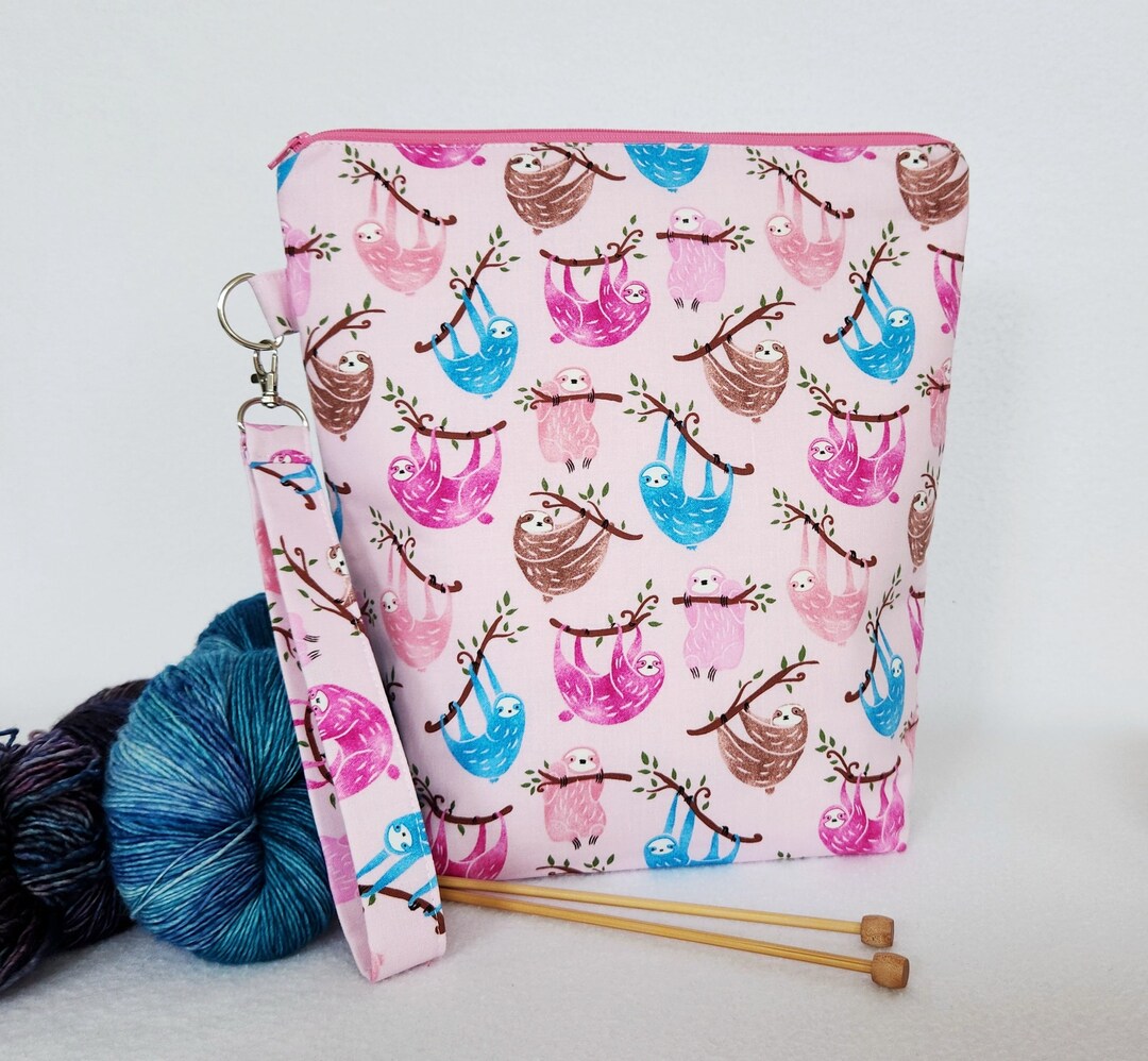 Large Knitting Project Bag - Crochet Project Bag - Zippered Wedge Bag ...