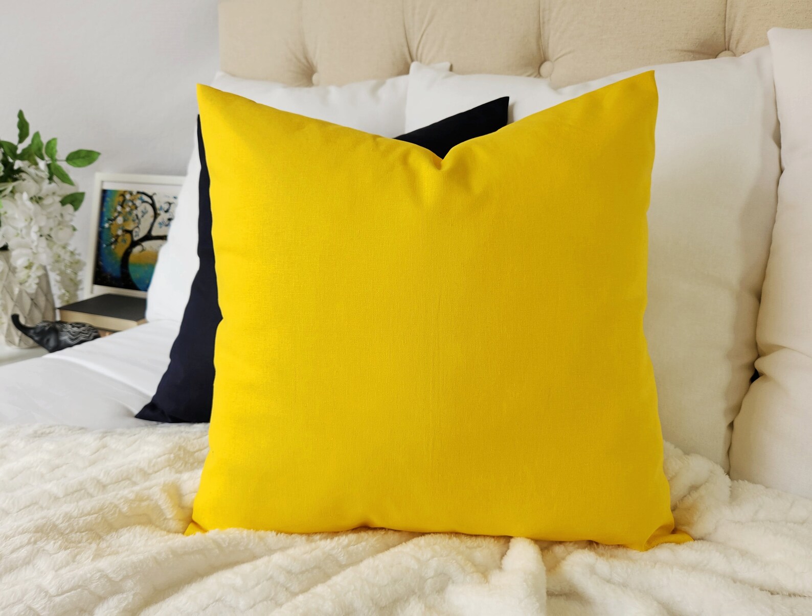 Solid Yellow Pillow Cover Deep Yellow Pillow Sham Linen - Etsy