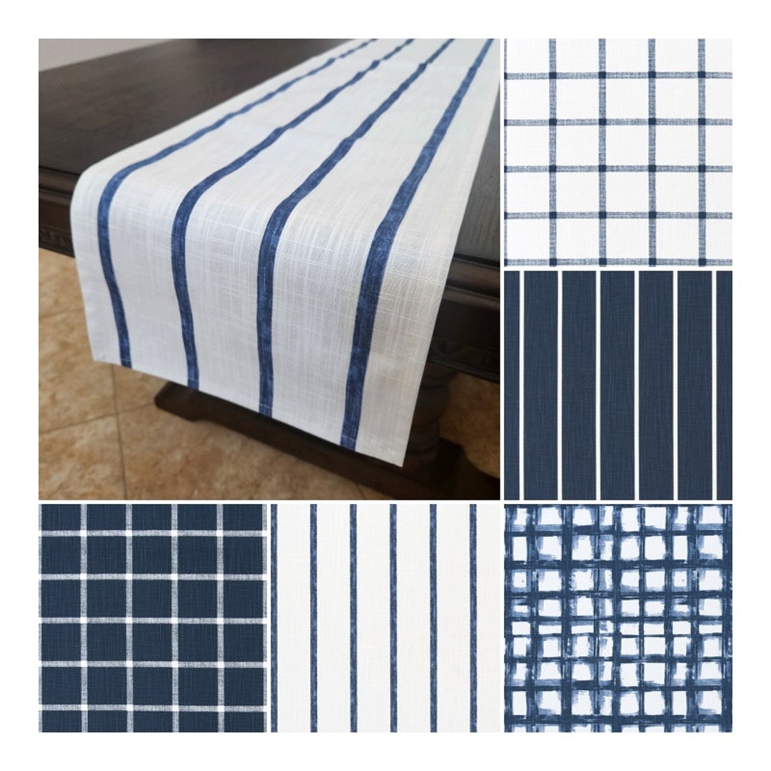 Navy Table Runner, Custom Size Table Centerpiece, Fabric Table Runner ...