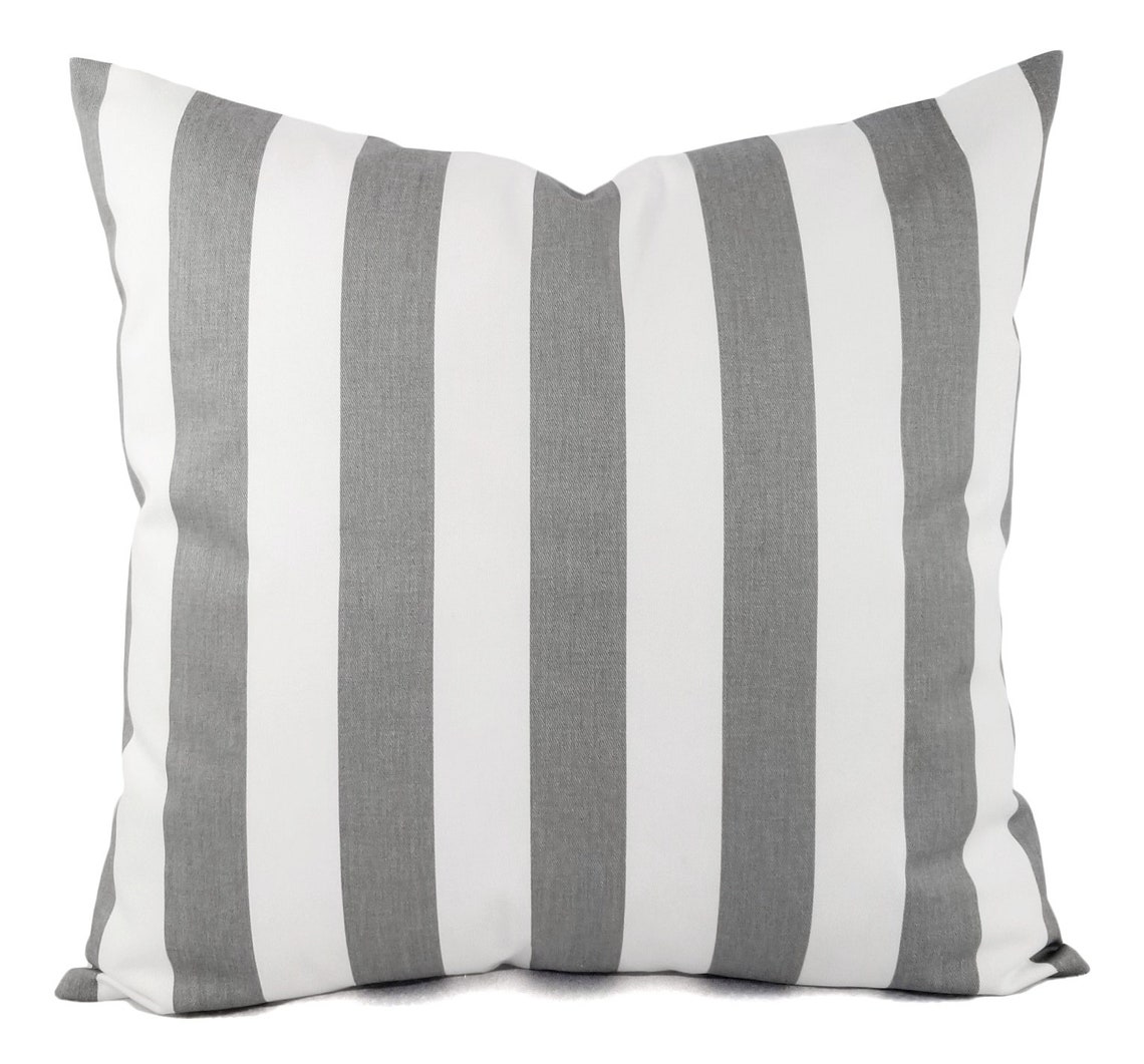 Two Grey and White Striped Decorative Throw Pillow Covers - Etsy
