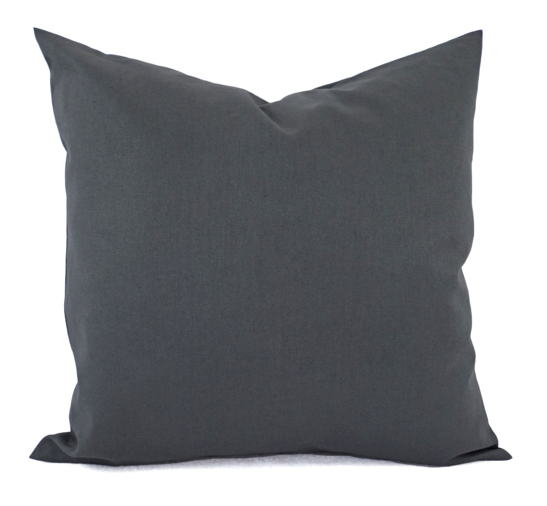 Dark Grey Decorative Pillow Cover, Solid Grey Pillow, Linen Pillow ...