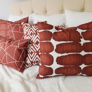 One Red Pillow Cover, Geometric Pillow Sham, Dark Red Throw Pillow, Red ...