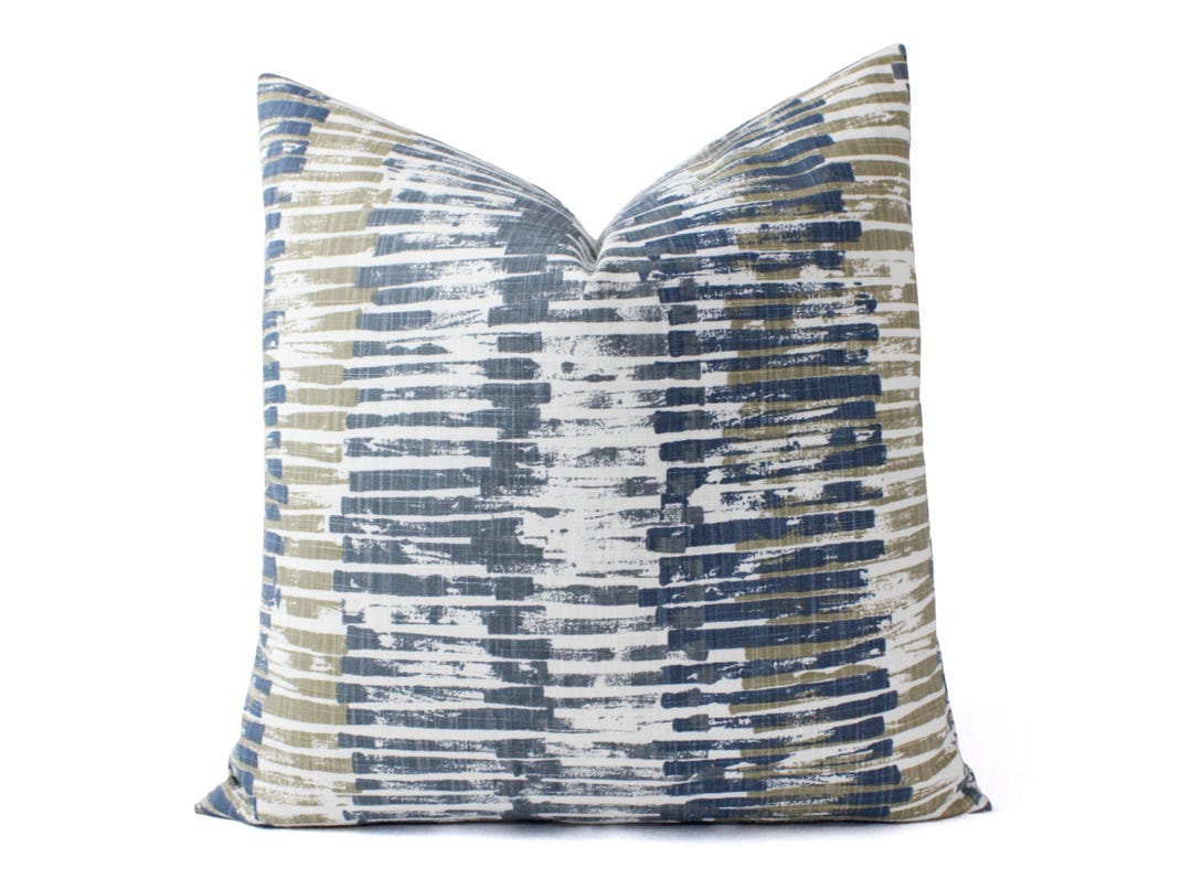 One Blue Pillow Cover, Blue and Tan Throw Pillow Cover, Custom Pillow ...
