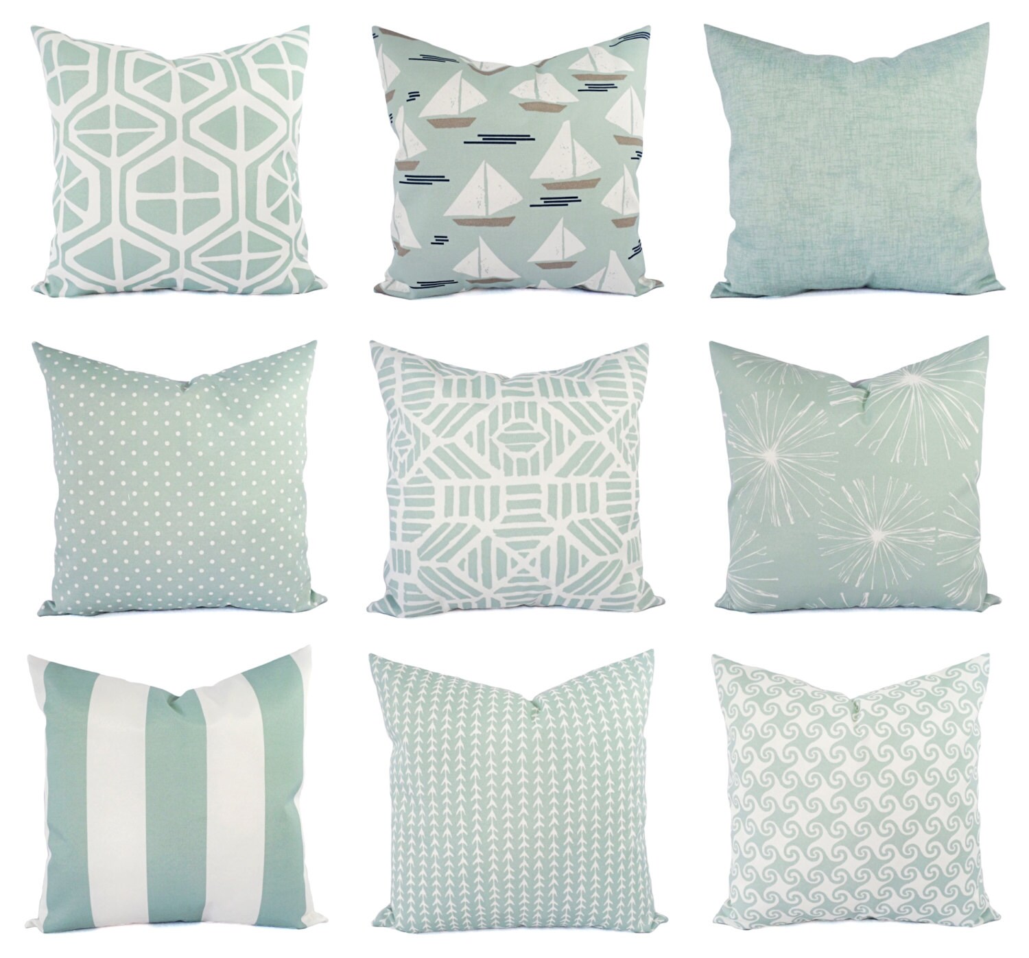 Two Outdoor Pillows Solid Blue Pillows Patio Pillows | Etsy