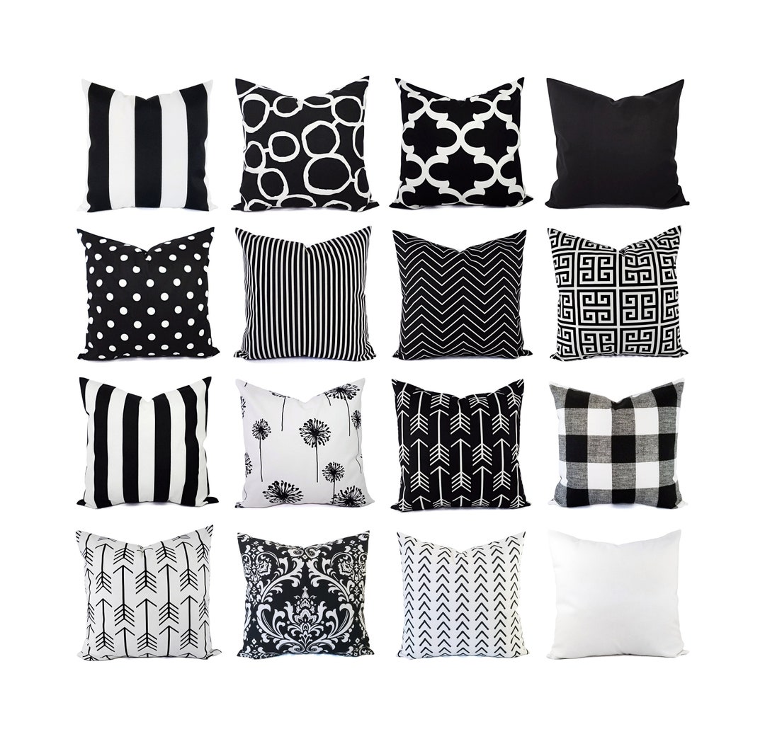 One Black and White Pillow Cover, Black Pillows, White Pillows, Black ...