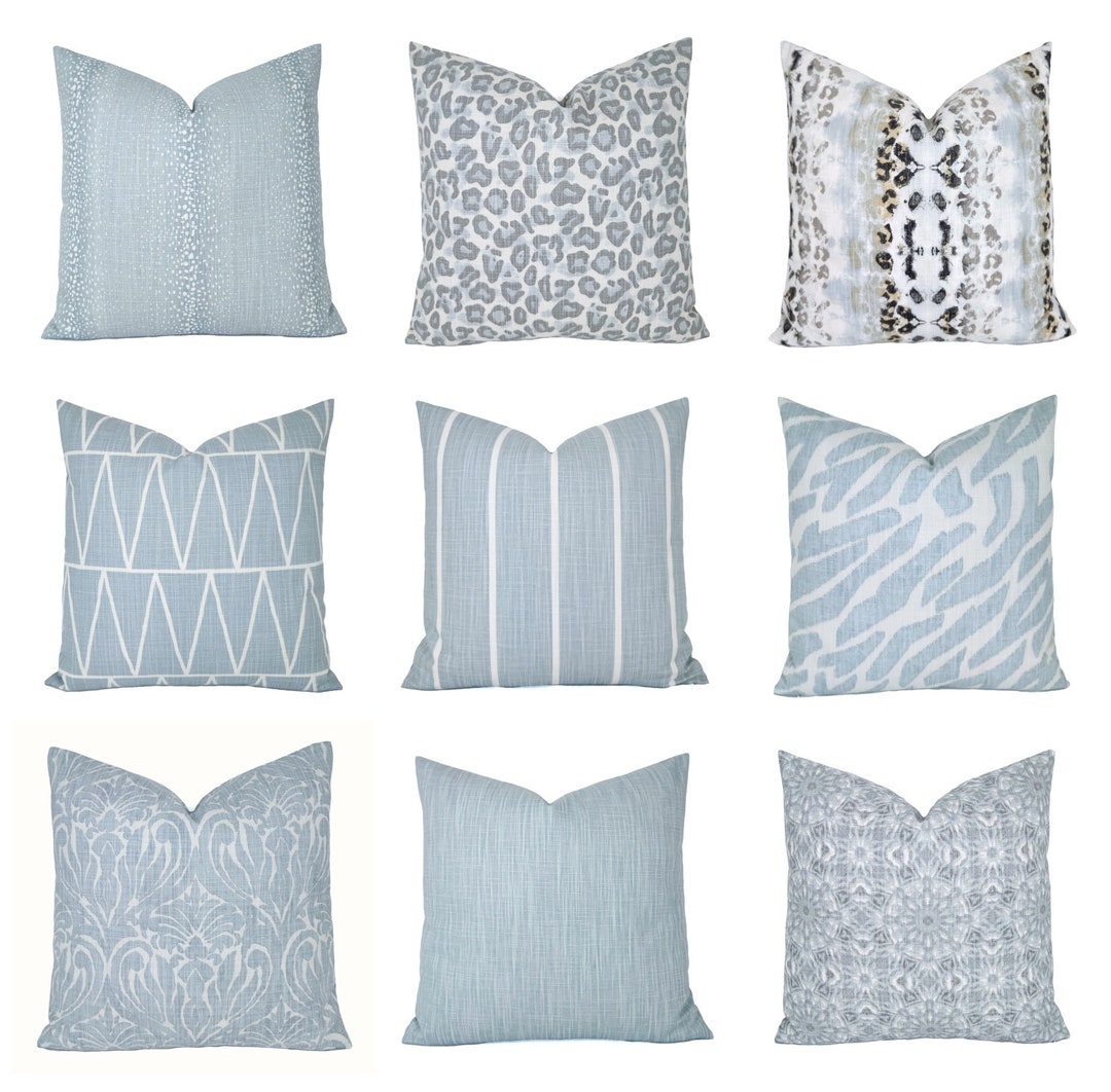 Soft Blue Pillow Cover, Blue and White Throw Pillow, Decorative Pillow ...