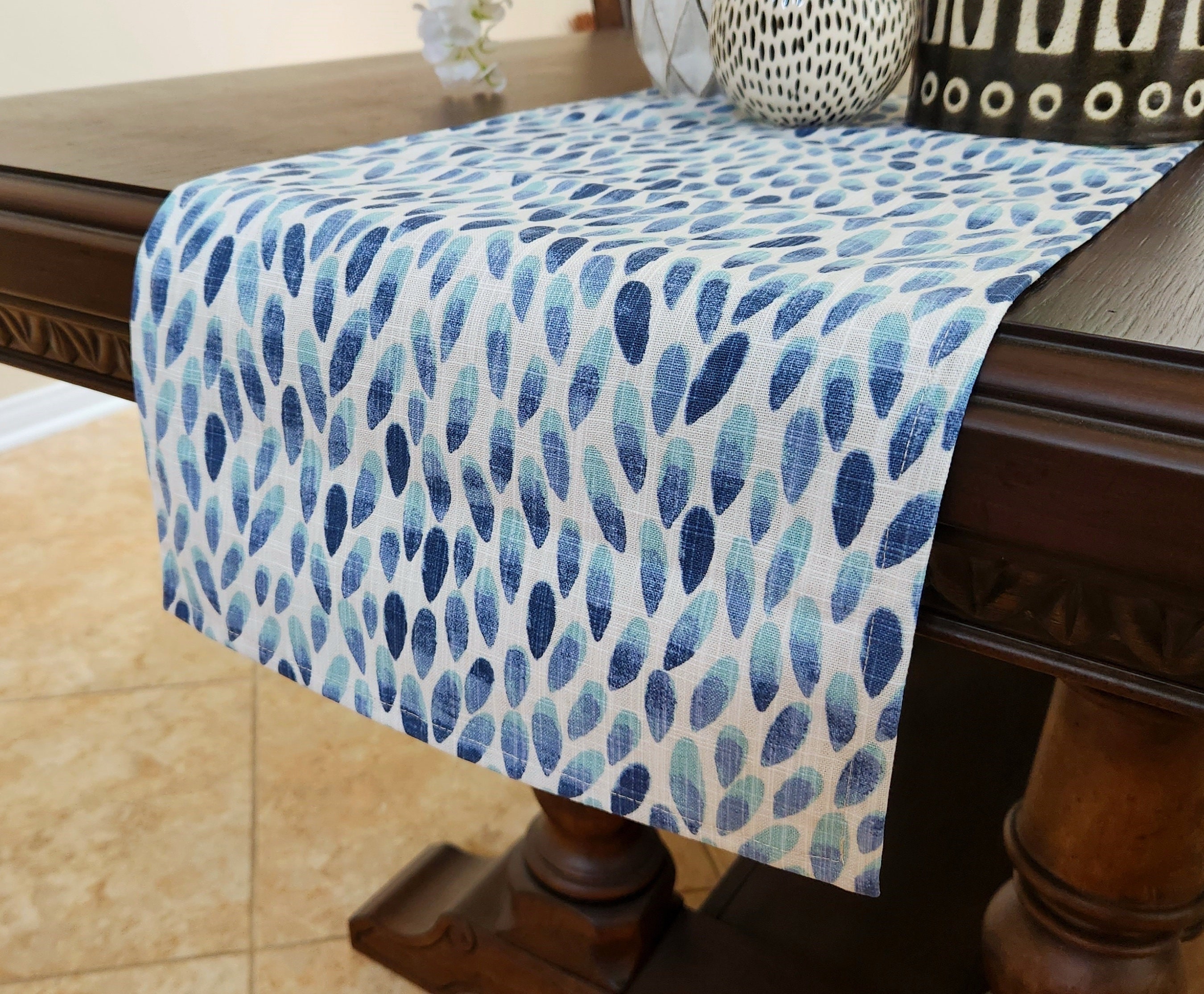 Navy Table Runner, Custom Size Table Centerpiece, Fabric Table Runner ...