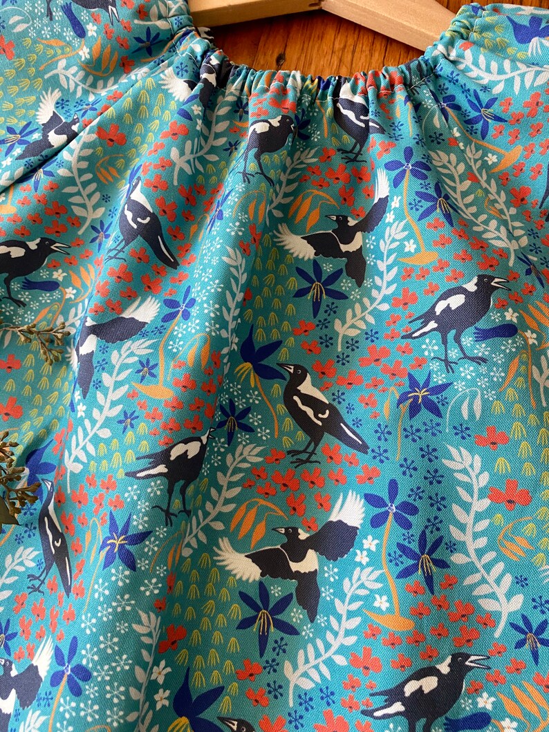 Dress Turquoise Magpies / Organic Cotton Peasant-style Dress - Etsy ...