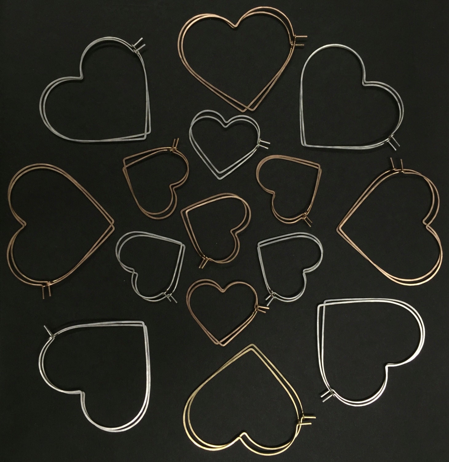 SMALL HEART HOOPS - Heart Hoop Earrings in Sterling Silver, Gold, or ...