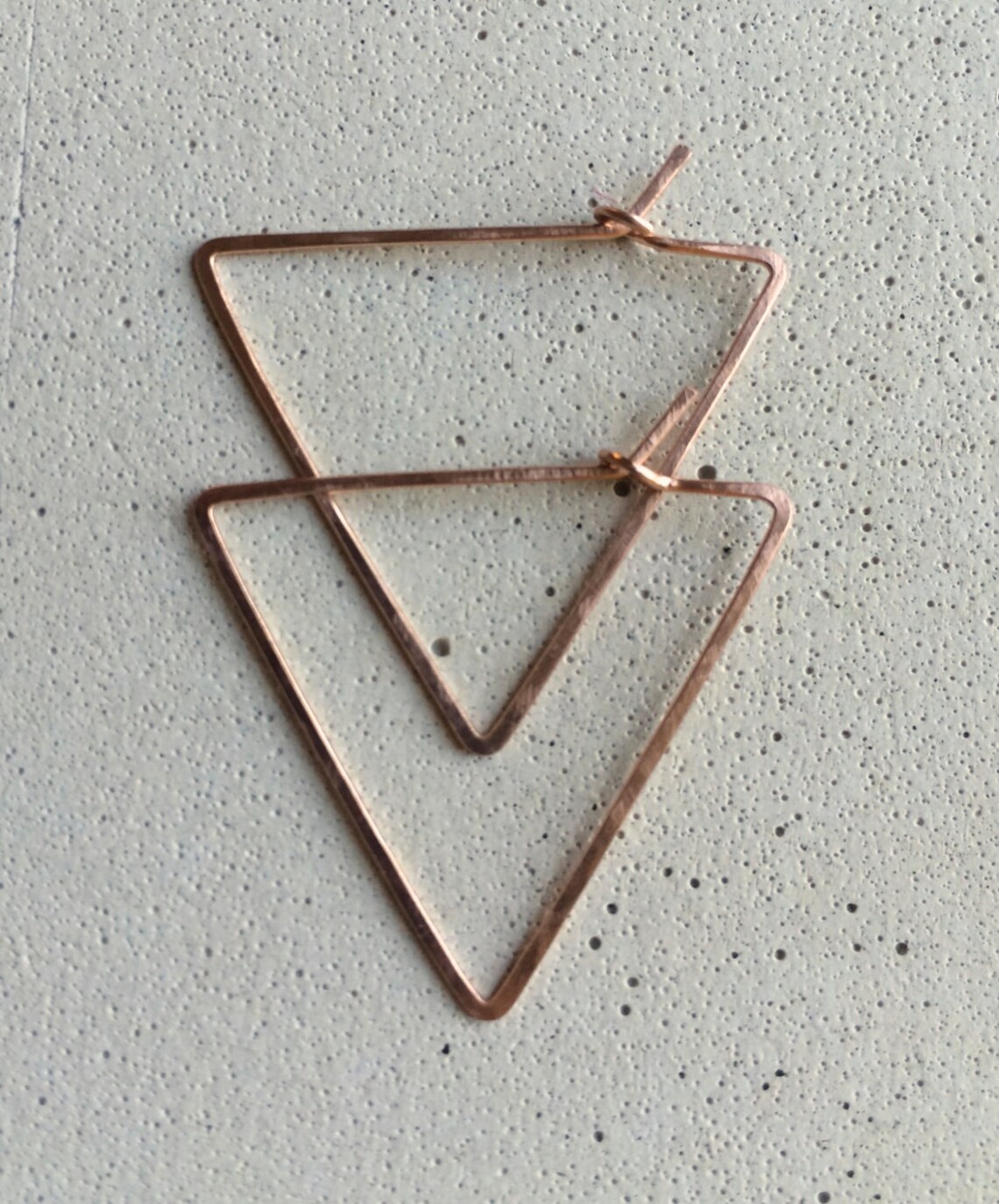 SMALL TRIANGLE HOOPS - Hammered Triangle Hoop Earrings in Gold, Rose ...