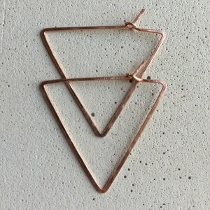 SMALL TRIANGLE HOOPS - Hammered Triangle Hoop Earrings in Gold, Rose ...