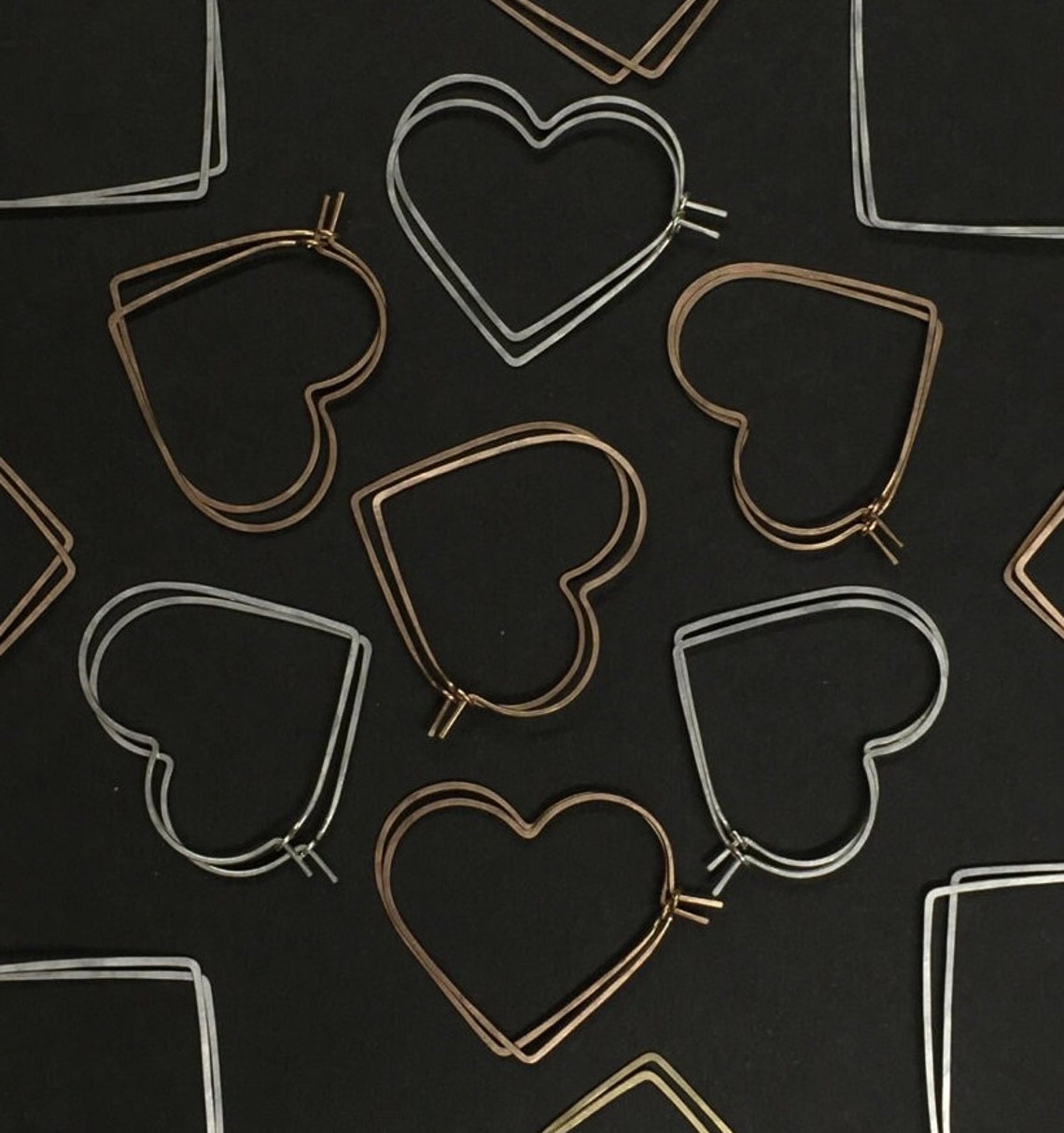 SMALL HEART HOOPS - Heart Hoop Earrings in Sterling Silver, Gold, or ...