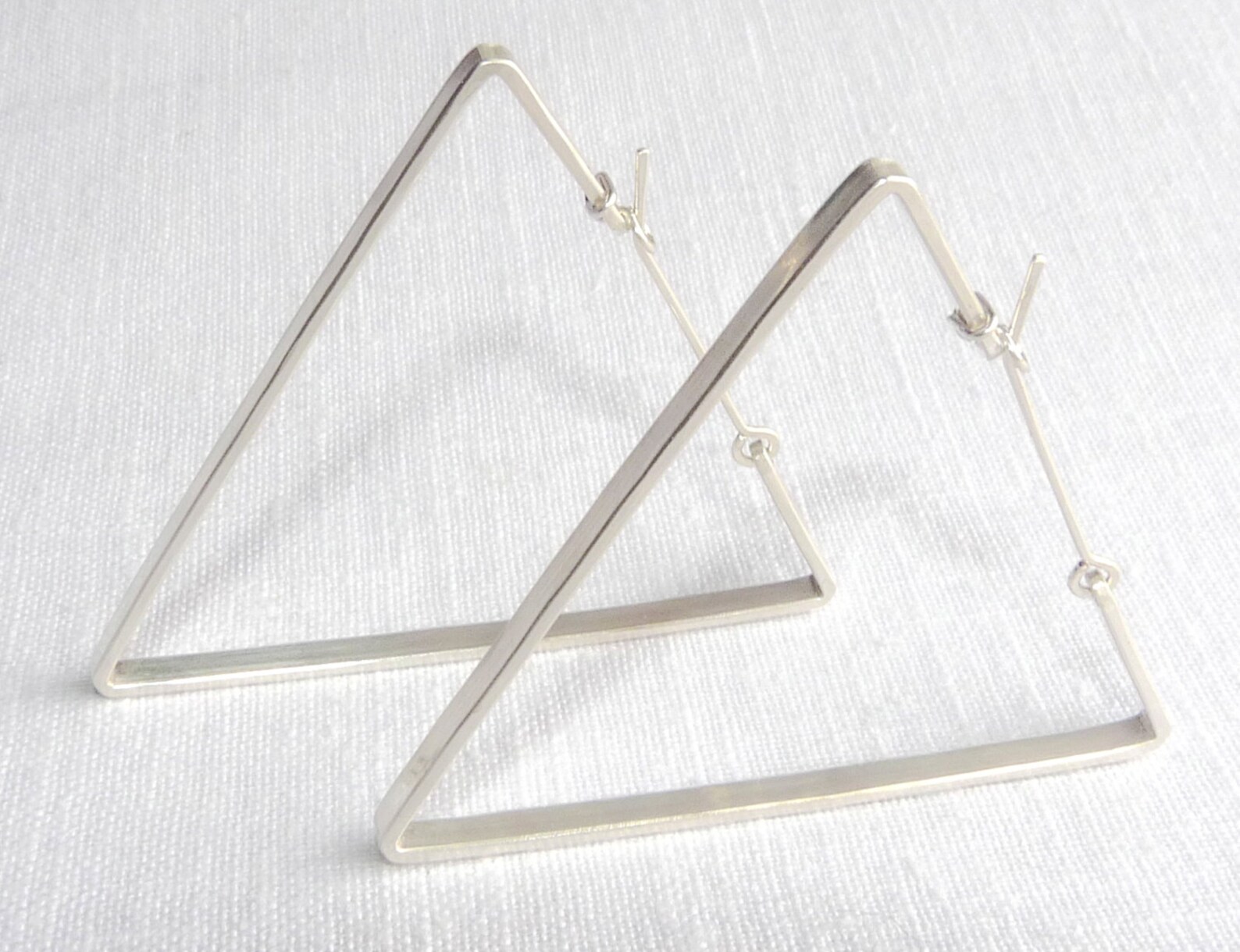 TRIANGLE HOOP EARRINGS Large Triangle Hoops Big Triangle - Etsy