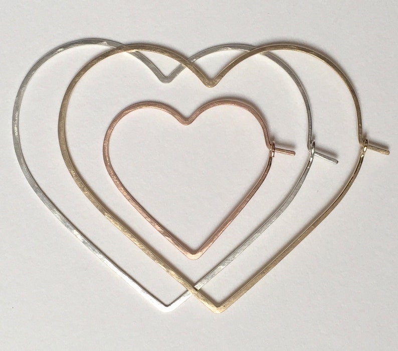 SMALL HEART HOOPS Heart Hoop Earrings in Sterling Silver | Etsy