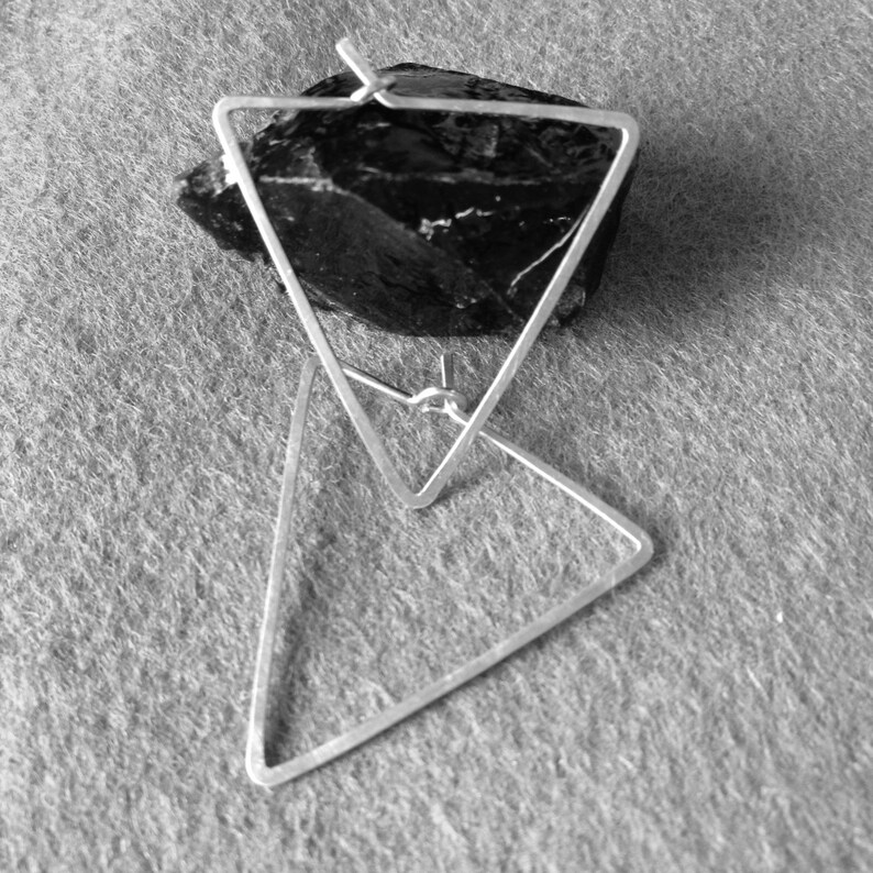 SMALL TRIANGLE HOOPS Hammered Triangle Hoop Earrings in | Etsy