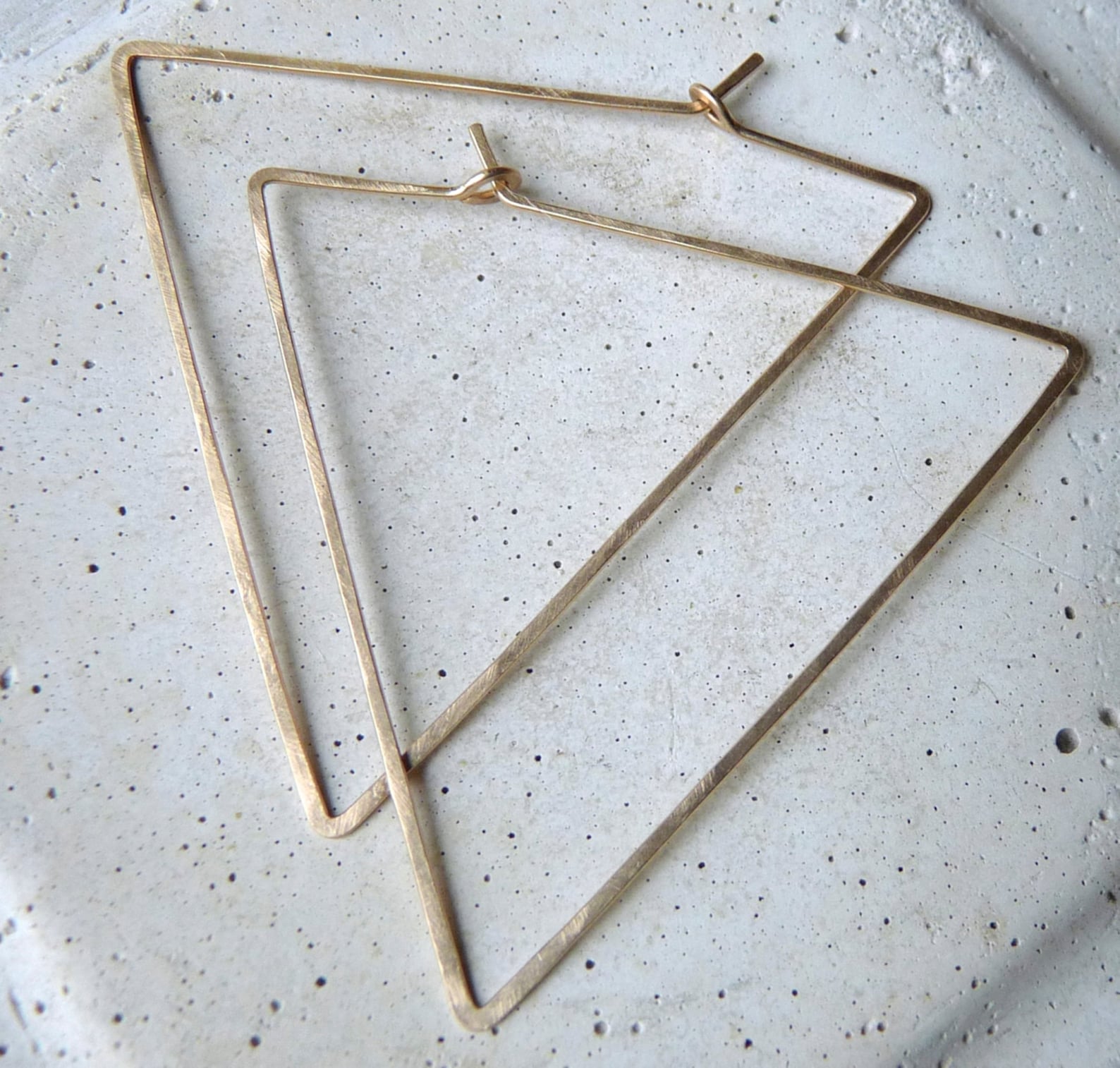 LARGE TRIANGLE HOOPS Big Hammered Gold Triangle Hoop - Etsy