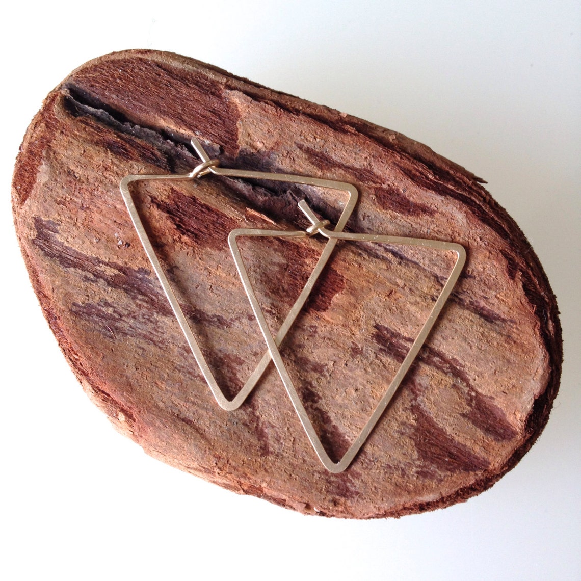 SMALL TRIANGLE HOOPS Hammered Triangle Hoop Earrings in | Etsy