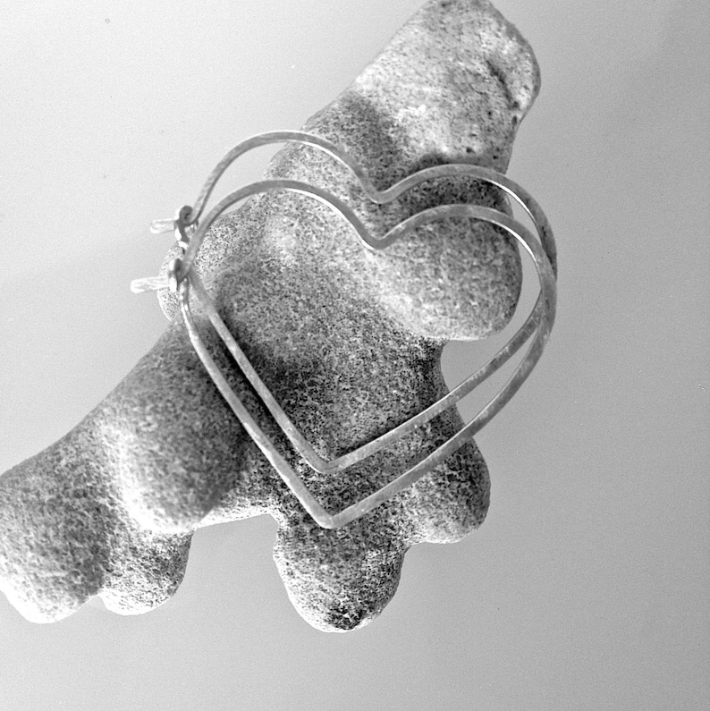 SMALL HEART HOOPS - Heart Hoop Earrings in Sterling Silver, Gold, or ...