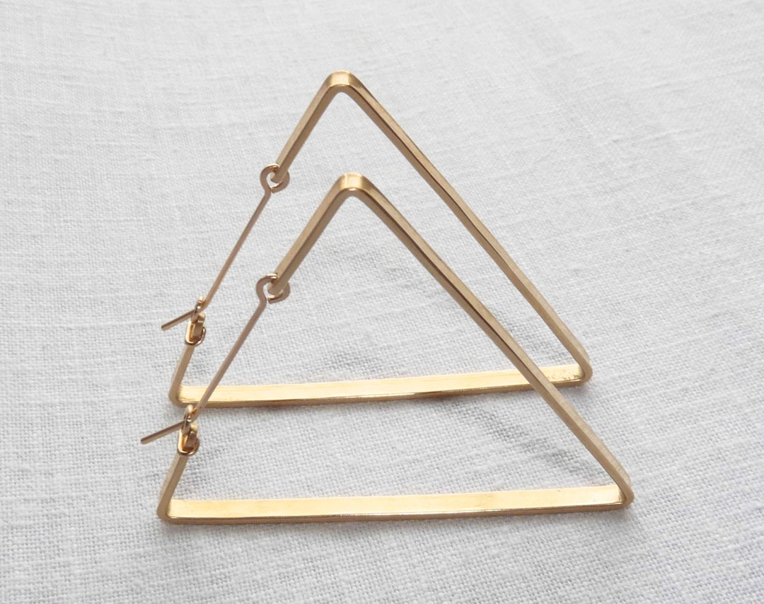TRIANGLE HOOP EARRINGS - Large Triangle Hoops - Big Triangle Hoops in ...
