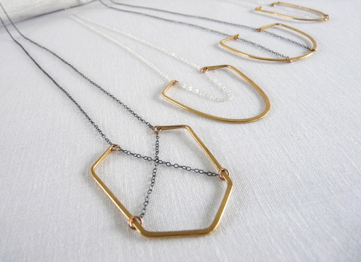 FACET NECKLACE - Long Necklace With Oxidized Sterling Silver Chain and ...