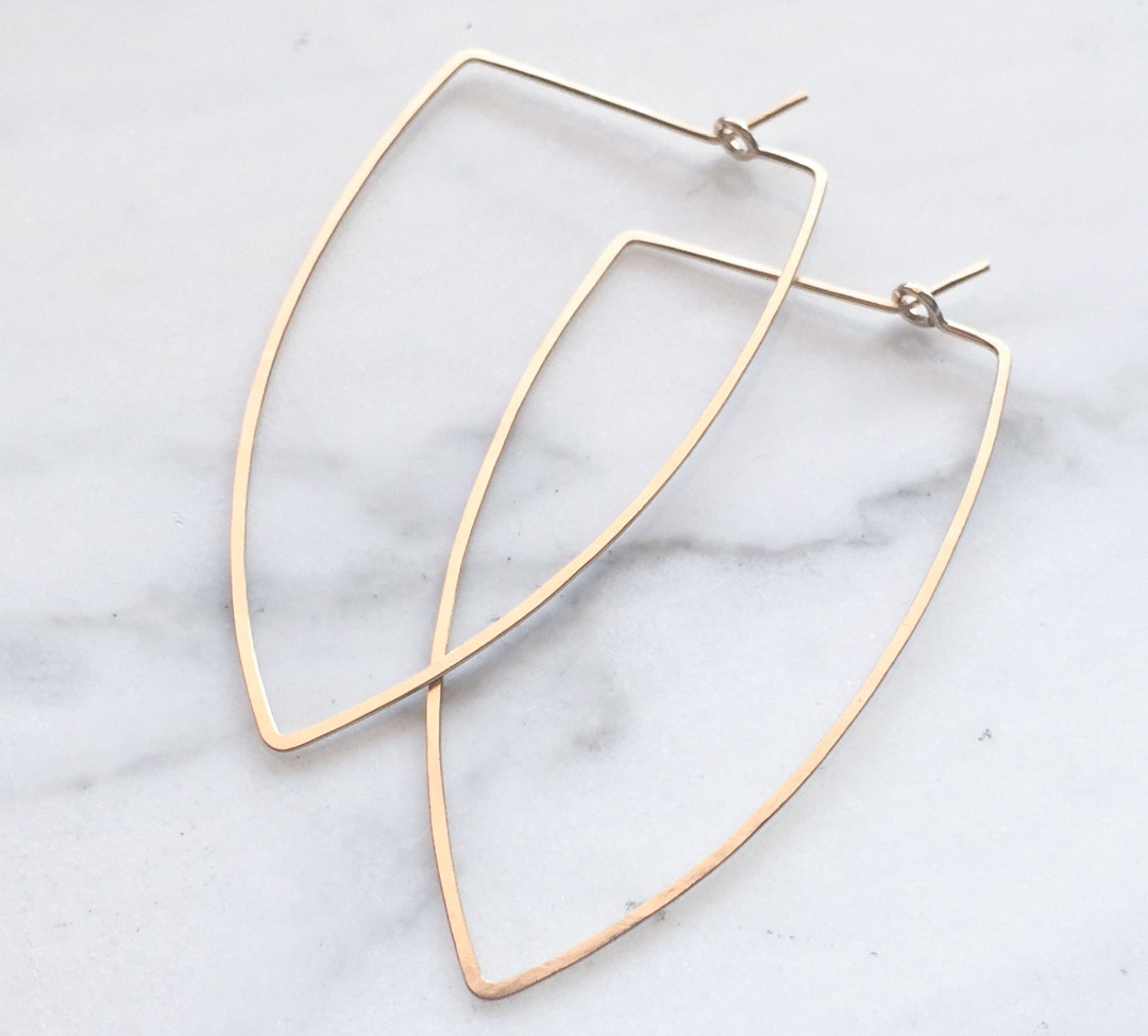 LONG TUSK HOOPS Tapered Point Hoop Earrings Minimalist - Etsy
