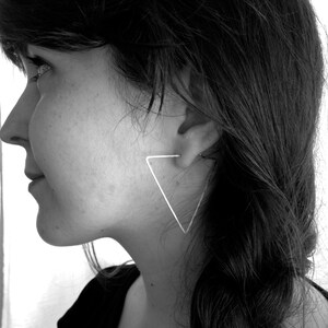 LARGE TRIANGLE HOOPS - Big Hammered Gold Triangle Hoop Earrings - Big Silver Triangle Hoops ...