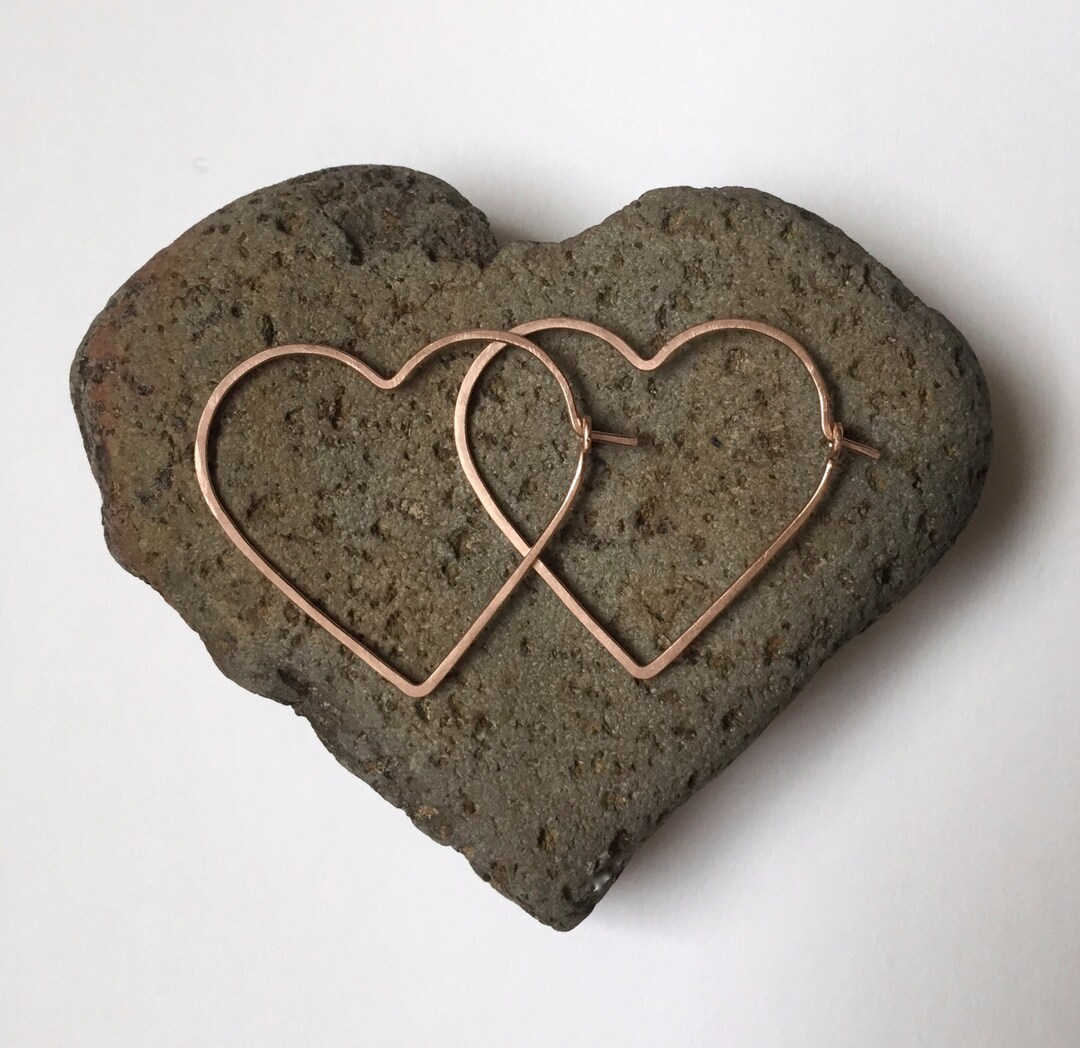 SMALL HEART HOOPS - Heart Hoop Earrings in Sterling Silver, Gold, or ...