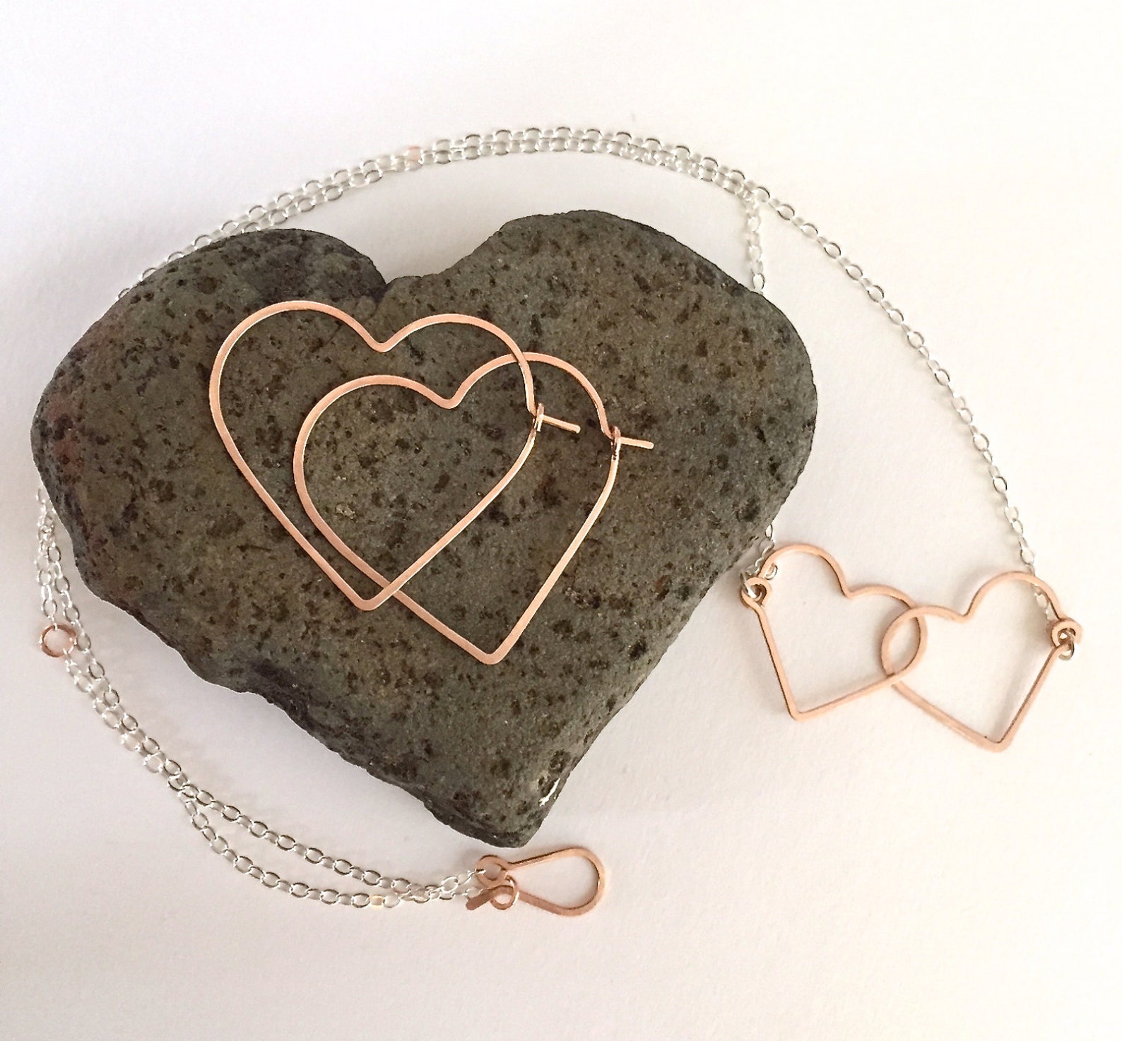 SMALL HEART HOOPS - Heart Hoop Earrings in Sterling Silver, Gold, or ...