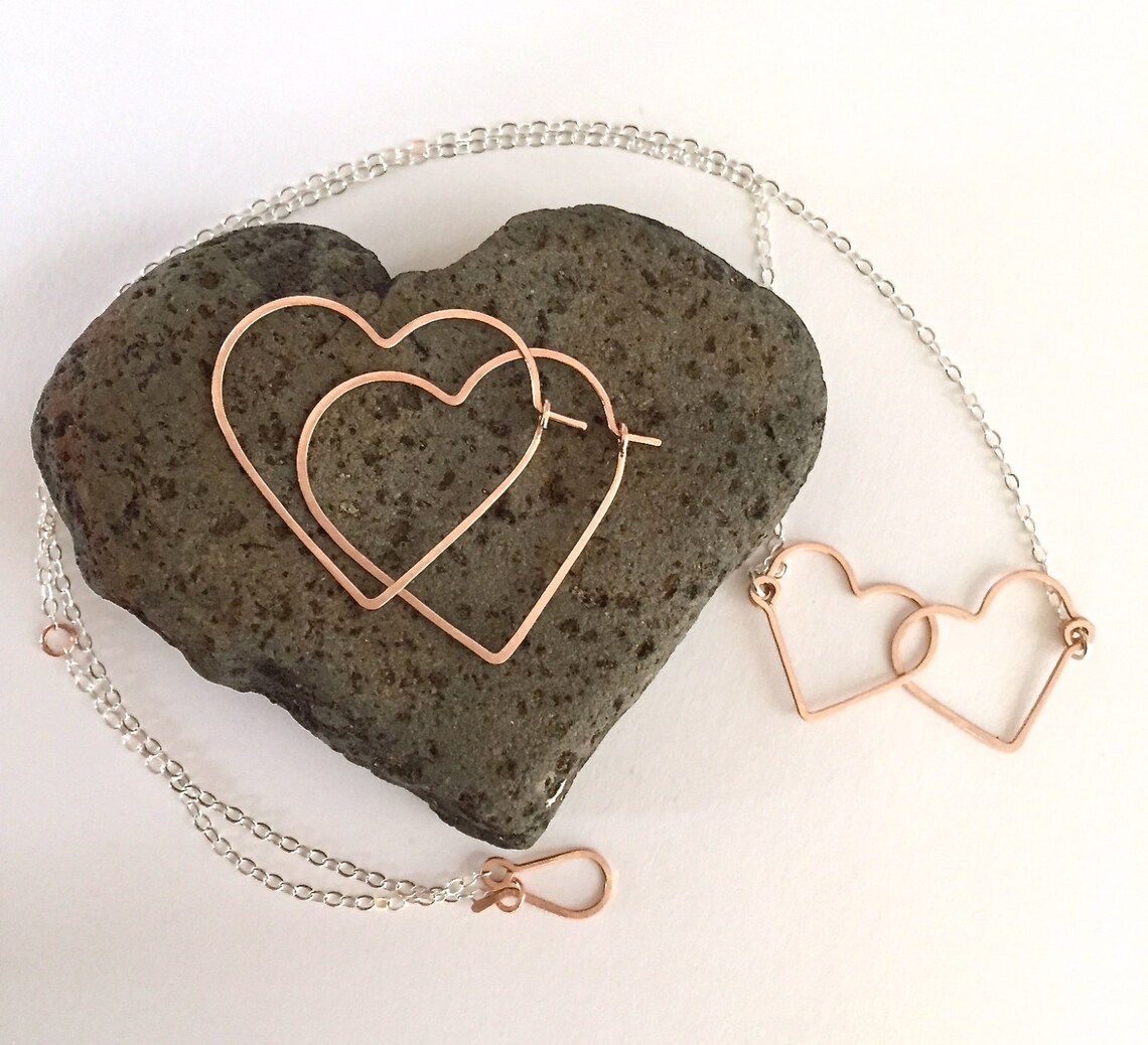 TWO HEARTS NECKLACE - Interlocking Heart Necklace - Simple Heart ...
