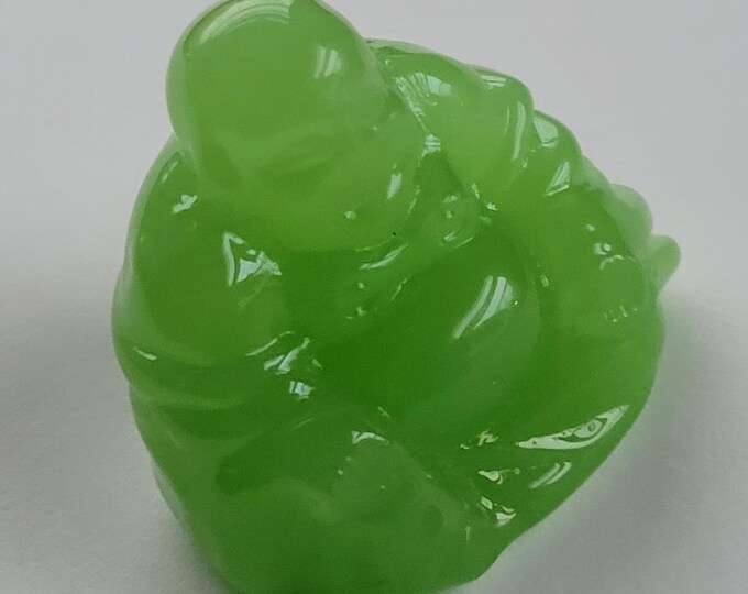 Laughing / Smiling Buddha, Green Jade Stone Statue / Figure 1.5 Vintage ...