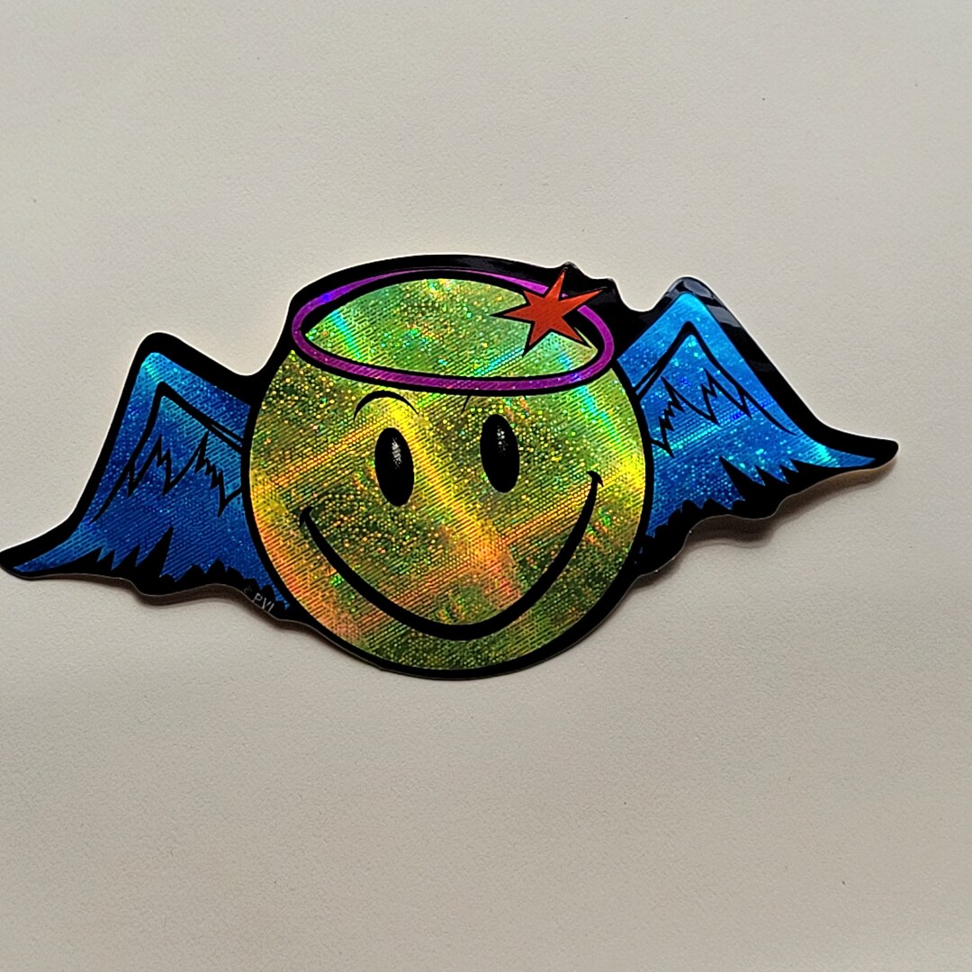 Smiling Face Angel Vintage Vending Prismatic / Holographic Sticker ...