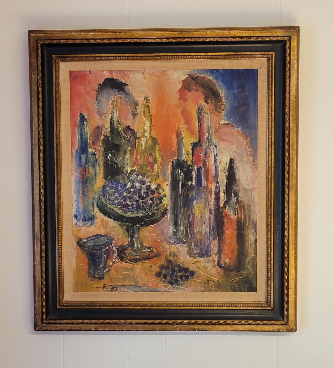 Original Mid-century Expressionist Still Life Abstract Oil Painting on ...