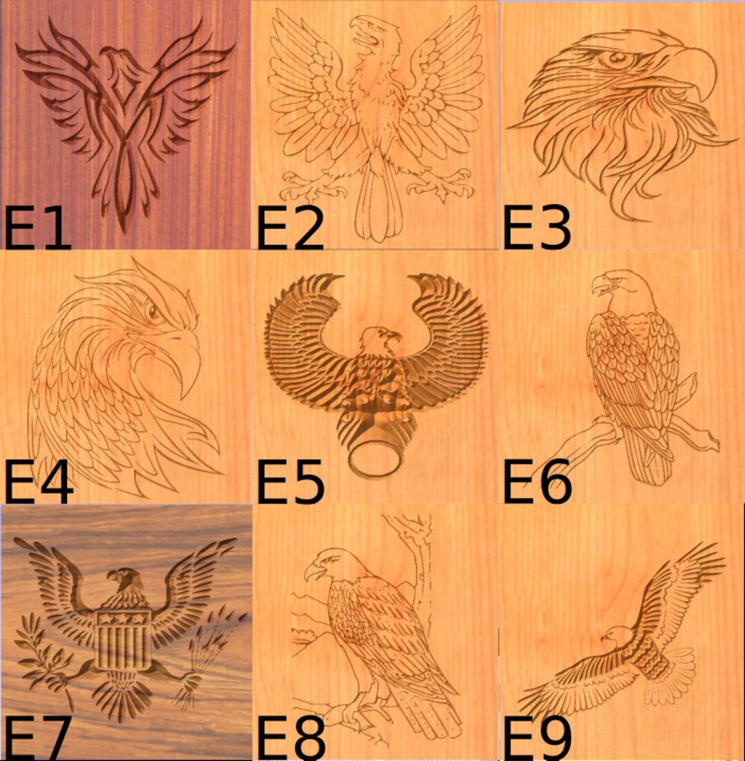 2.5D Inch & Metric Eagles 9 Cut Files CNC Router G Code Instant ...