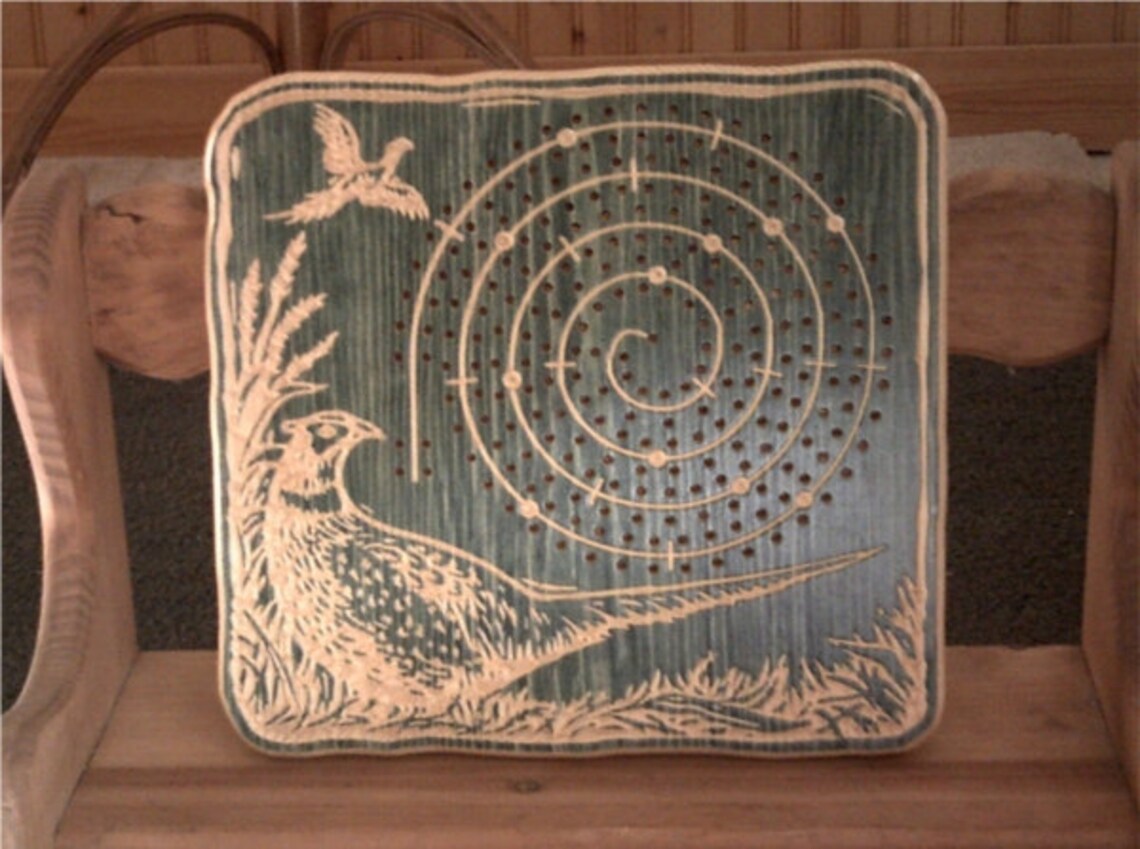 Pheasant Cribbage Game Board Wild Fowl in Rustic Woodland Setting ...
