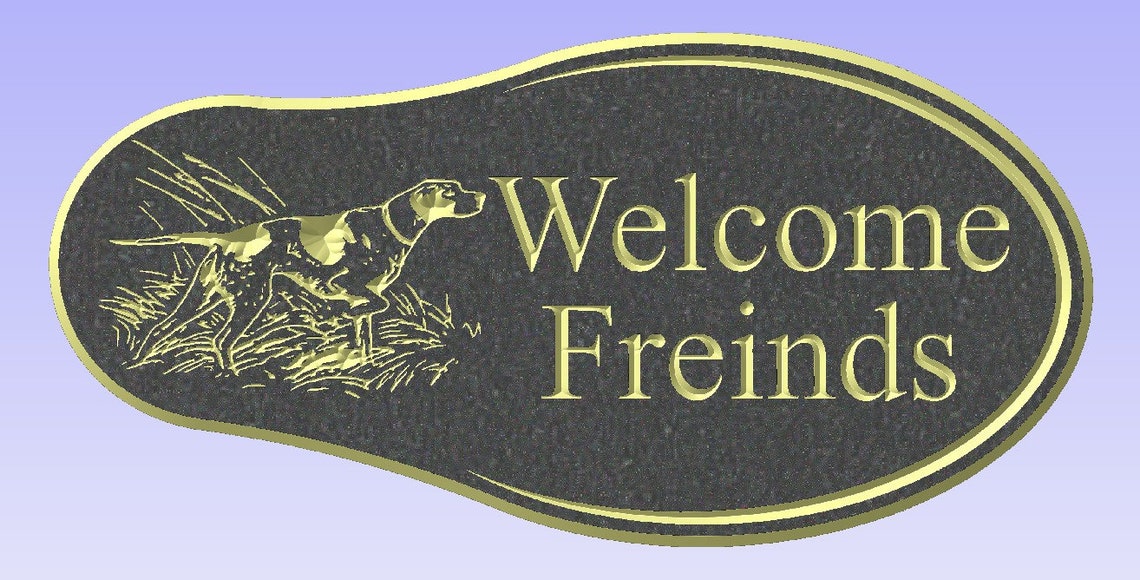 Hunting Dog Welcome Sign 2.5 D Image, CNC Router G Code Files Immediate ...