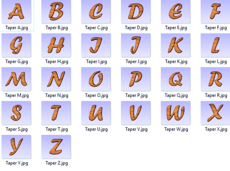 Forte Font Cut File Inch and Metric 6" Alphabet, Set 4 CNC Routers ...