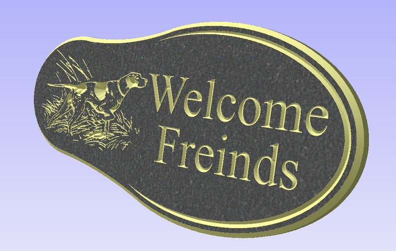 Hunting Dog Welcome Sign 2.5 D Image, CNC Router G Code Files Immediate ...