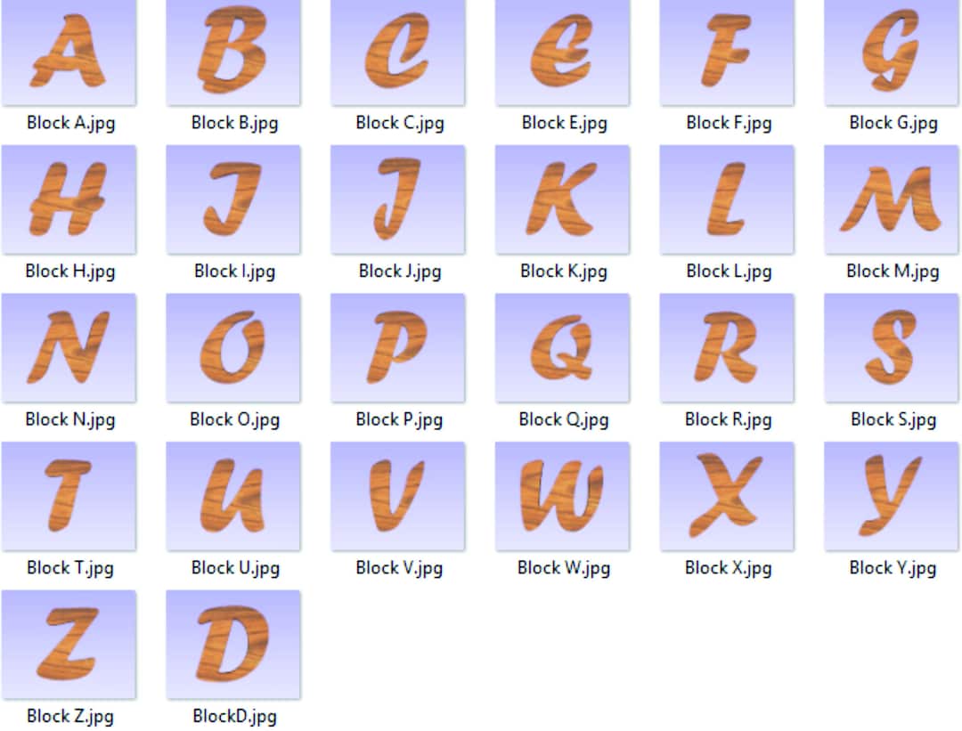 Forte Font Cut File Inch and Metric 6" Alphabet, Set 4 CNC Routers ...