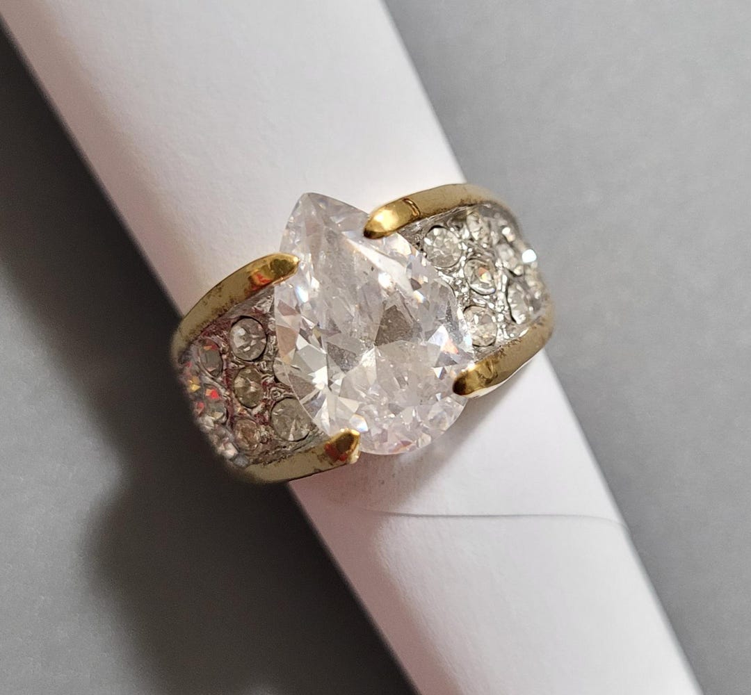 Vintage Ring Vintage Huge Faux Diamond Ring Vintage Cocktail Ring Large ...