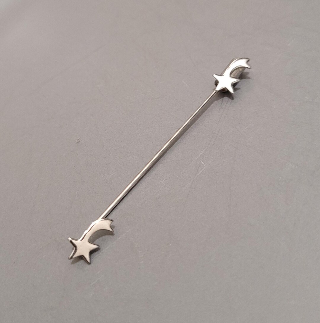 Vintage Small Shooting Star Stick Pin Silver Colored Comet Pin ...