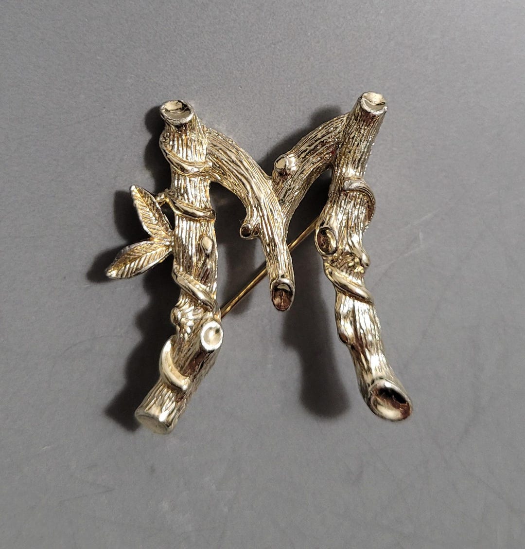 Vintage SARAH COV Letter M Twig Pin Vintage Letter L Aged Silver ...