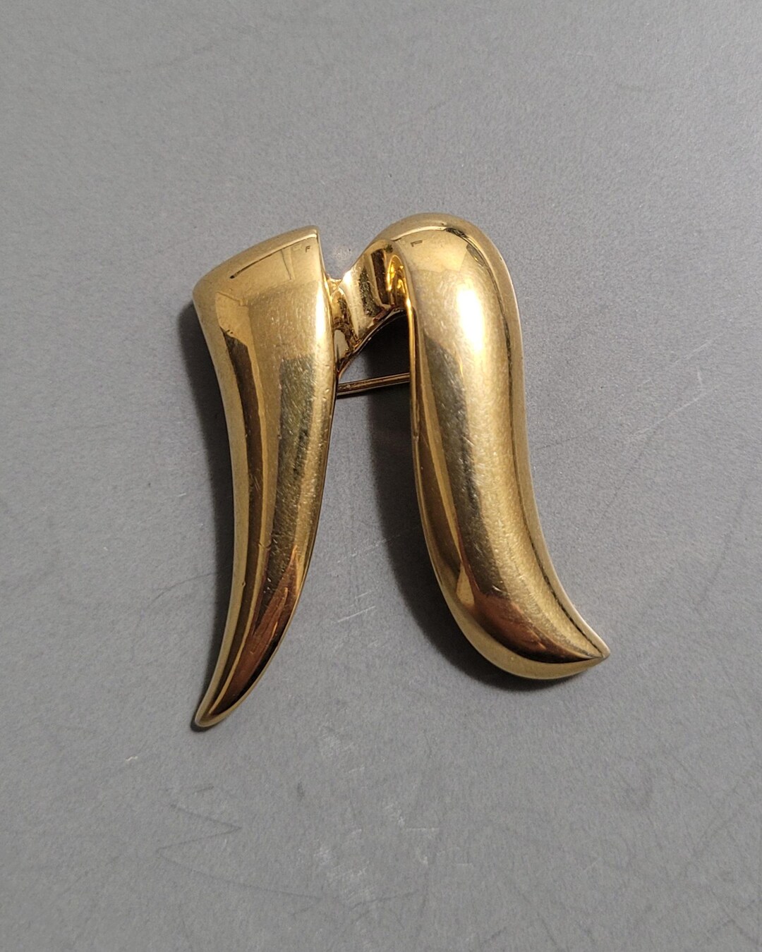 Vintage MONET Letter N Pin Small N Pin Vintage Letter N Gold Brooch ...