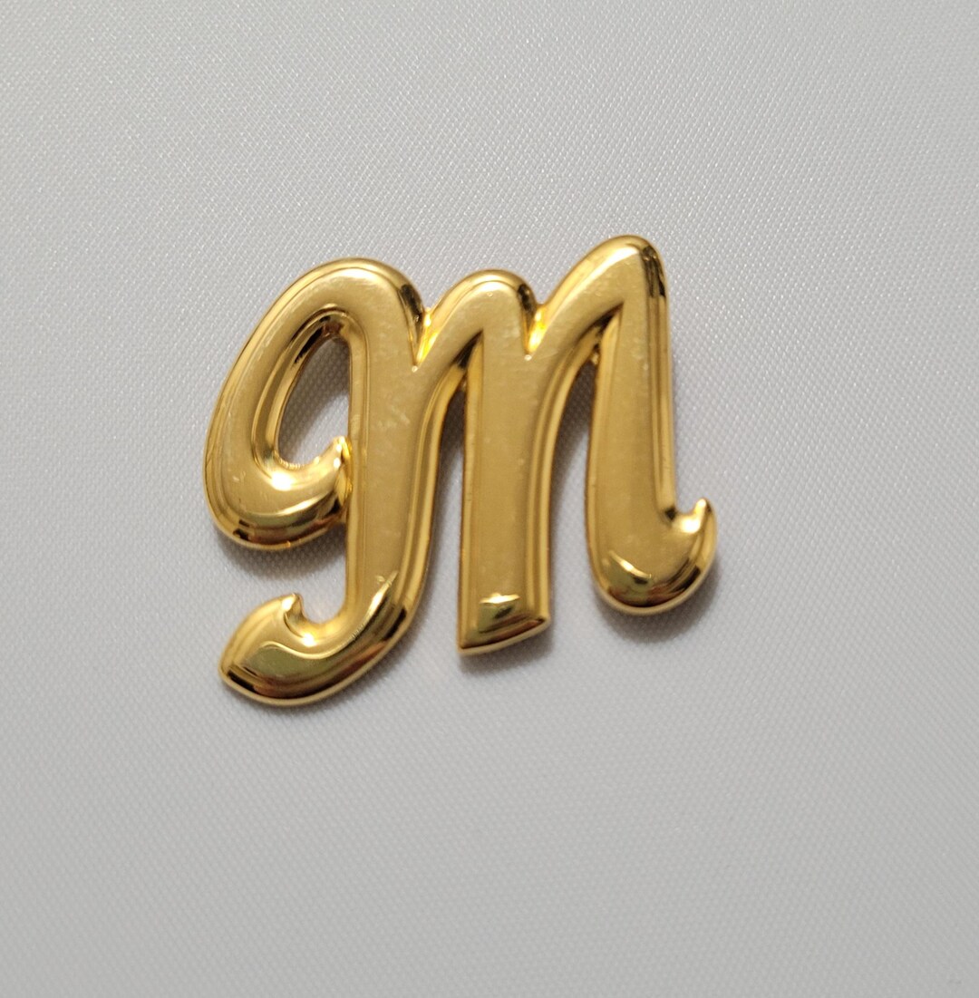 Vintage Letter M Pin Monogram Brooch Vintage Letter M Gold Color Brooch ...