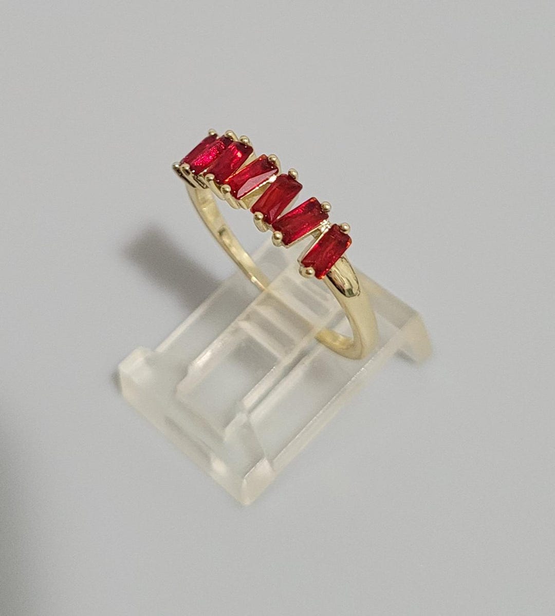 Vintage Ring Vintage Red Ring Faux Ruby Fashion Ring Baguette Ring ...