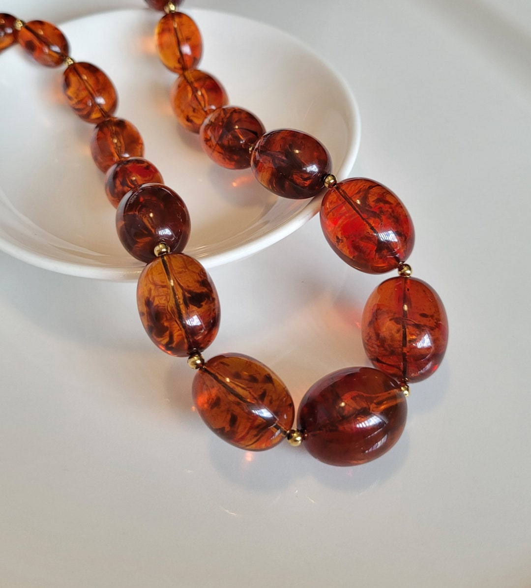 Vintage Long JOAN RIVERS Root Beer Graduated Bead Chunky Bead Necklace ...