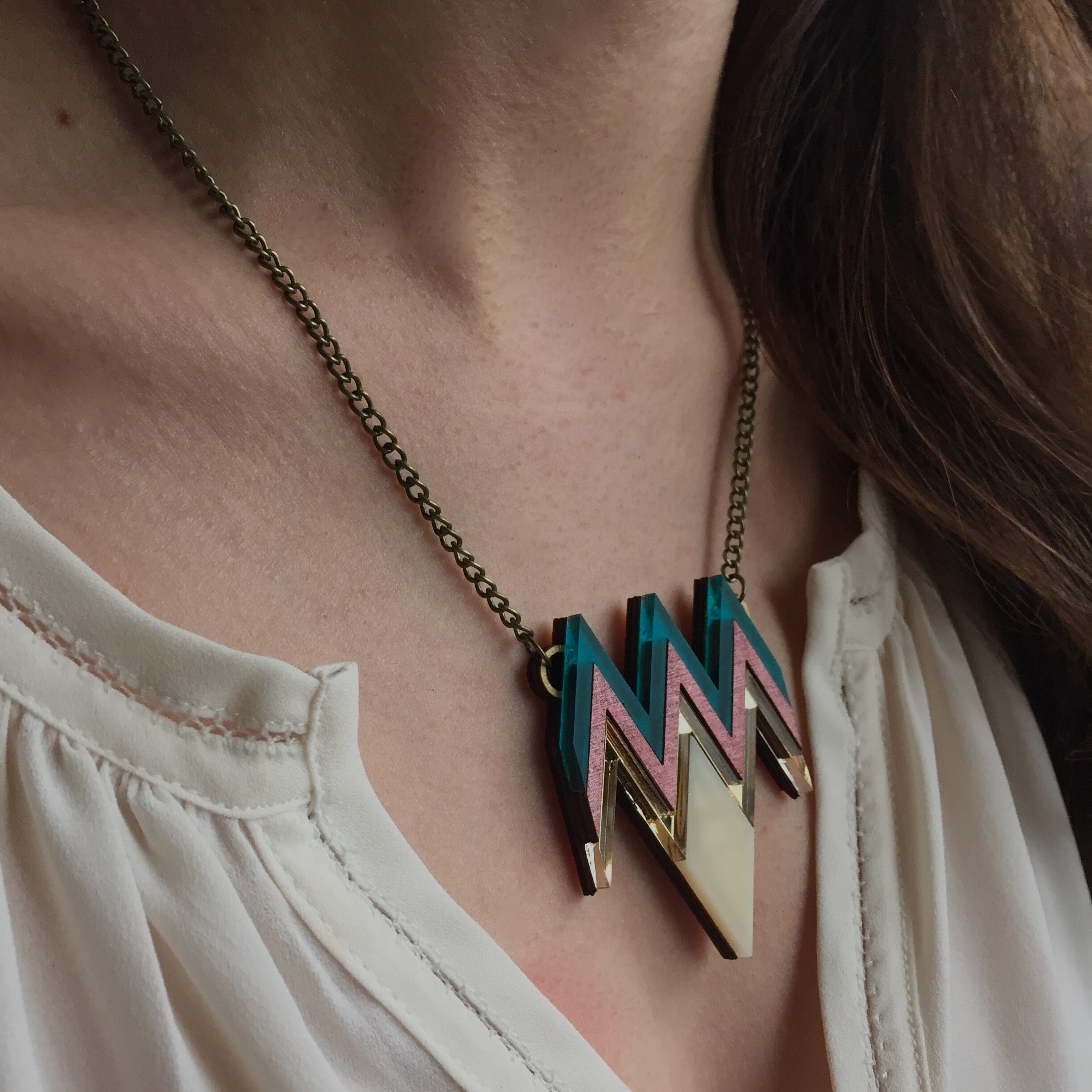 Deco Zig Zag Necklace - Etsy