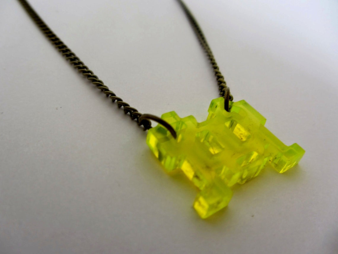 Space Invader Laser Cut Alien Charm Necklace - Etsy Canada