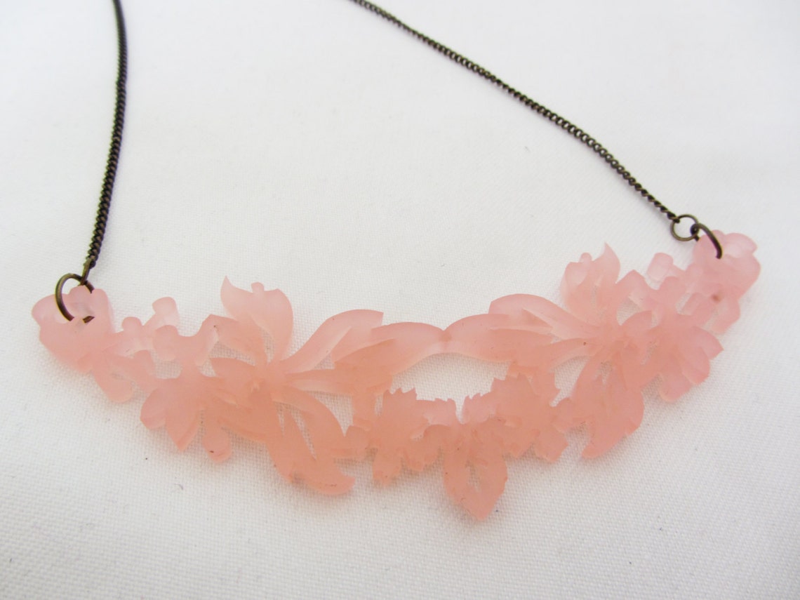Vintage Floral Acrylic Laser Cut Necklace - Etsy UK