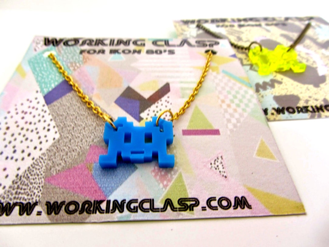 Space Invader Laser Cut Alien Charm Necklace - Etsy