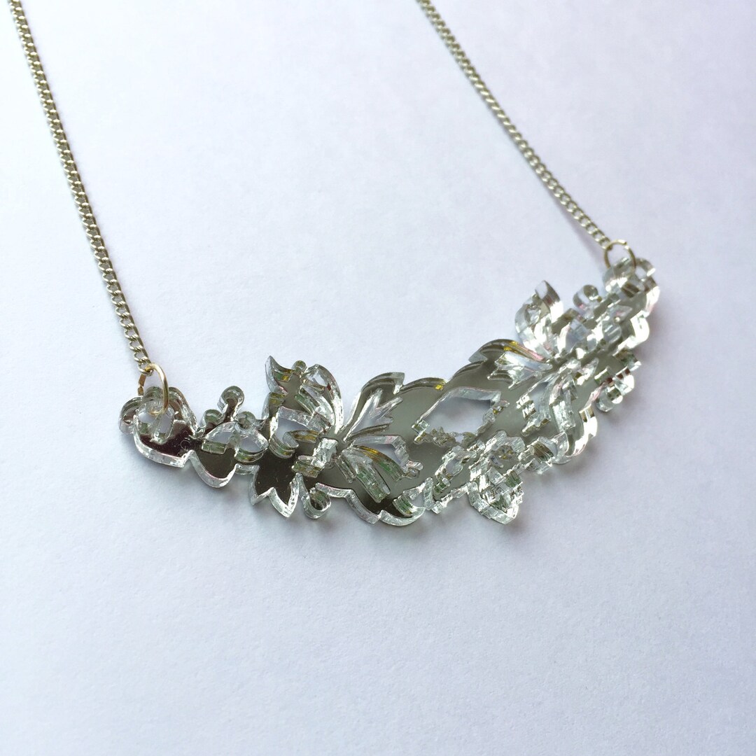 Vintage Floral Acrylic Laser Cut Necklace - Etsy UK